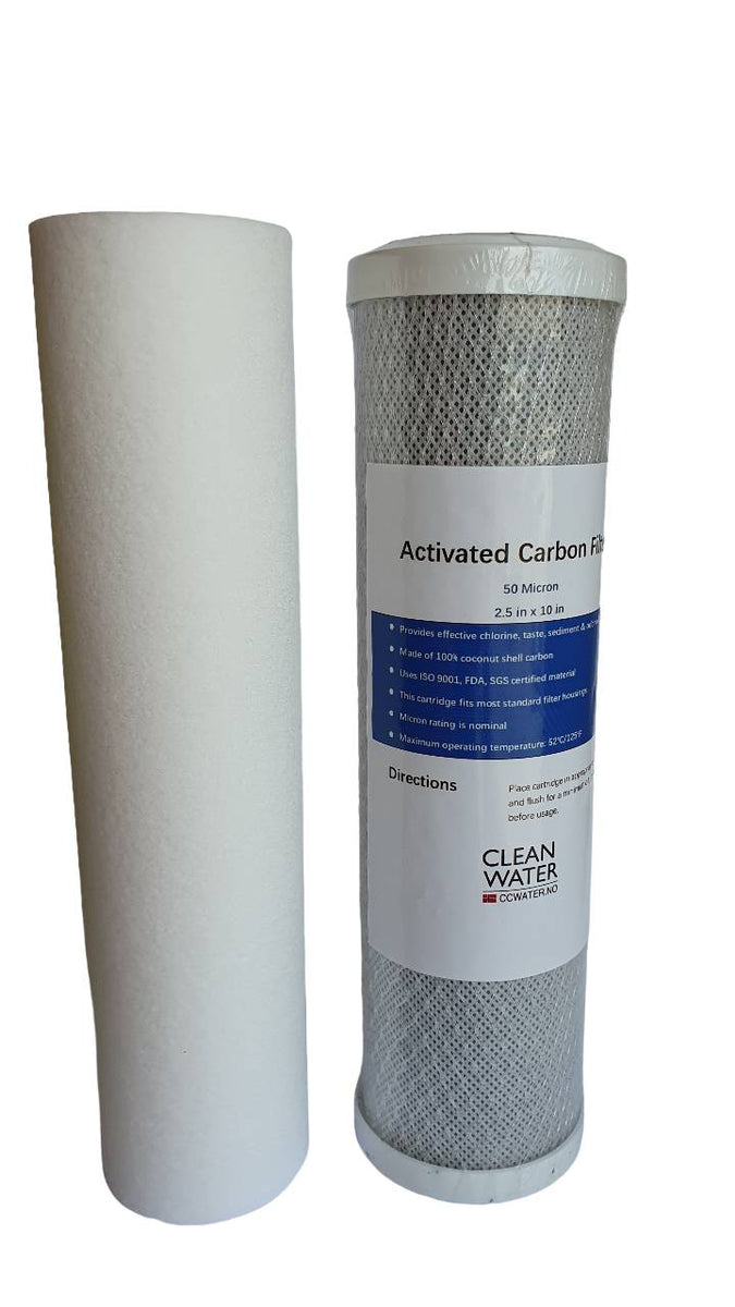 10" x 2,5" Sediment - og kullfilter vedlikeholdspakke i ulike micron s ...