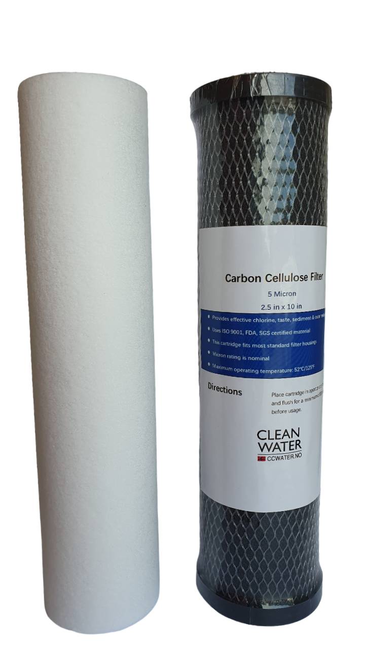 10" x 2,5" Sediment - og kullfilter vedlikeholdspakke i ulike micron s ...